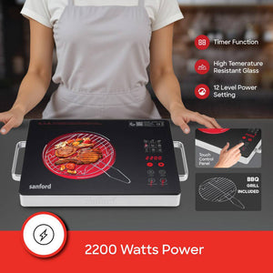 Sanford 2 in 1 Single Burner Infrared Cooker 2200W with BBQ Grill and ...